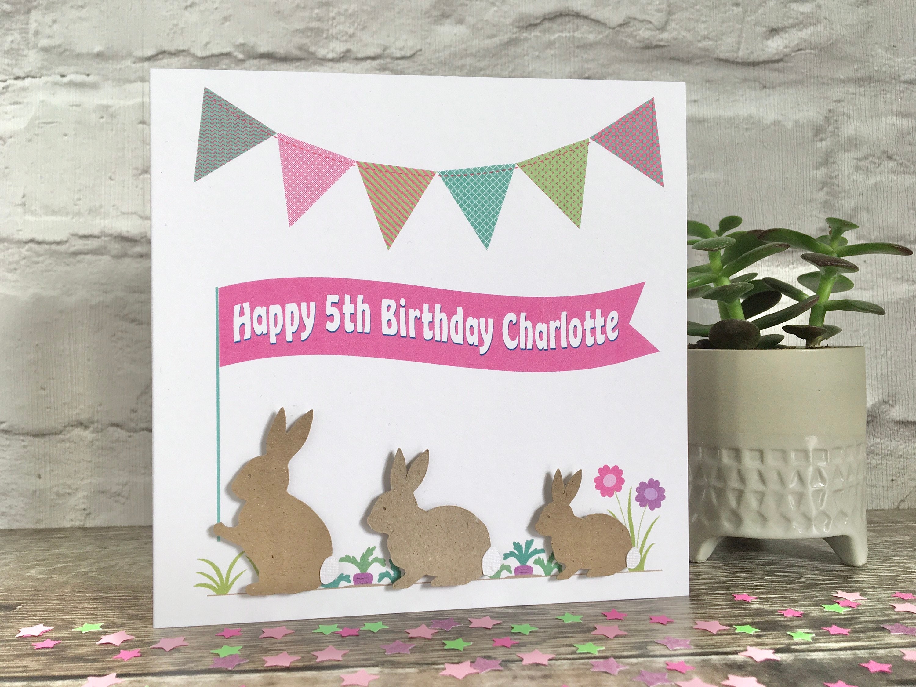 Bunny Rabbit Birthday Card Personalised Bunnies & Vegetable | Etsy