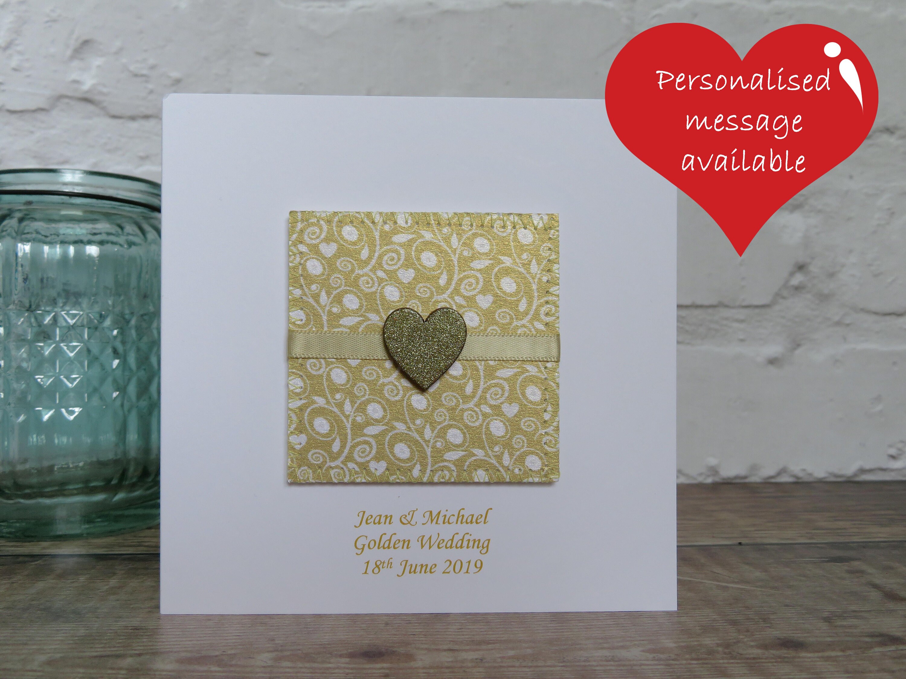 Golden Wedding Anniversary Card With Choice of Personalised Message ...