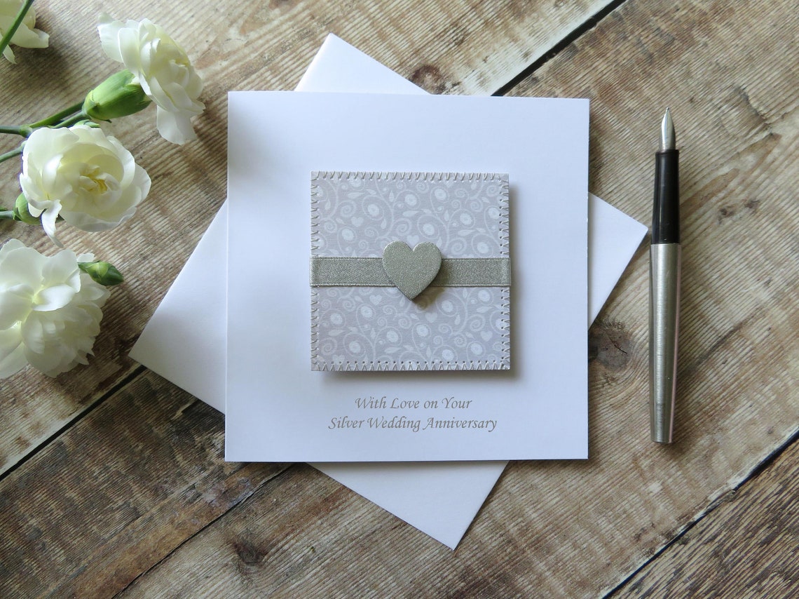 Silver Wedding Anniversary Card, Personalised 25th Wedding Anniversary ...