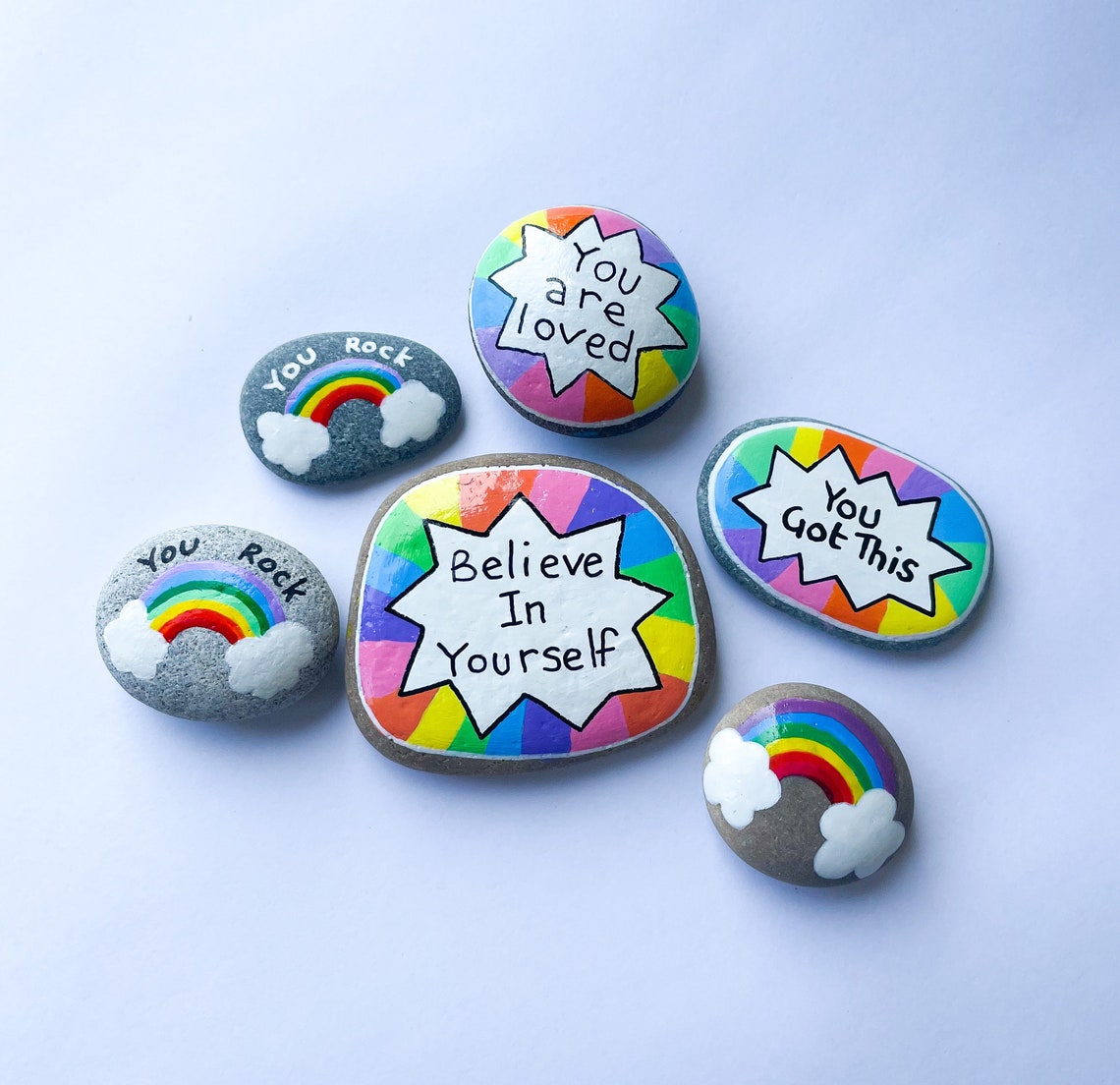 5 positivity pebbles in a gift box. Shipped in a recycled | Etsy