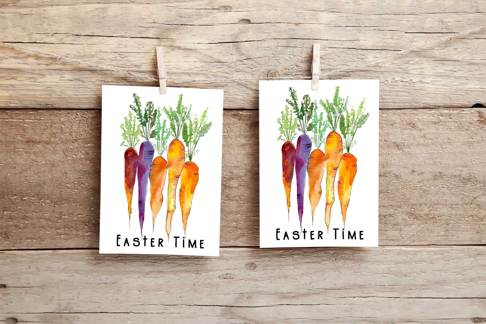 Easter Card, Printable Holiday Card, Watercolor Carrots, Atypical ...