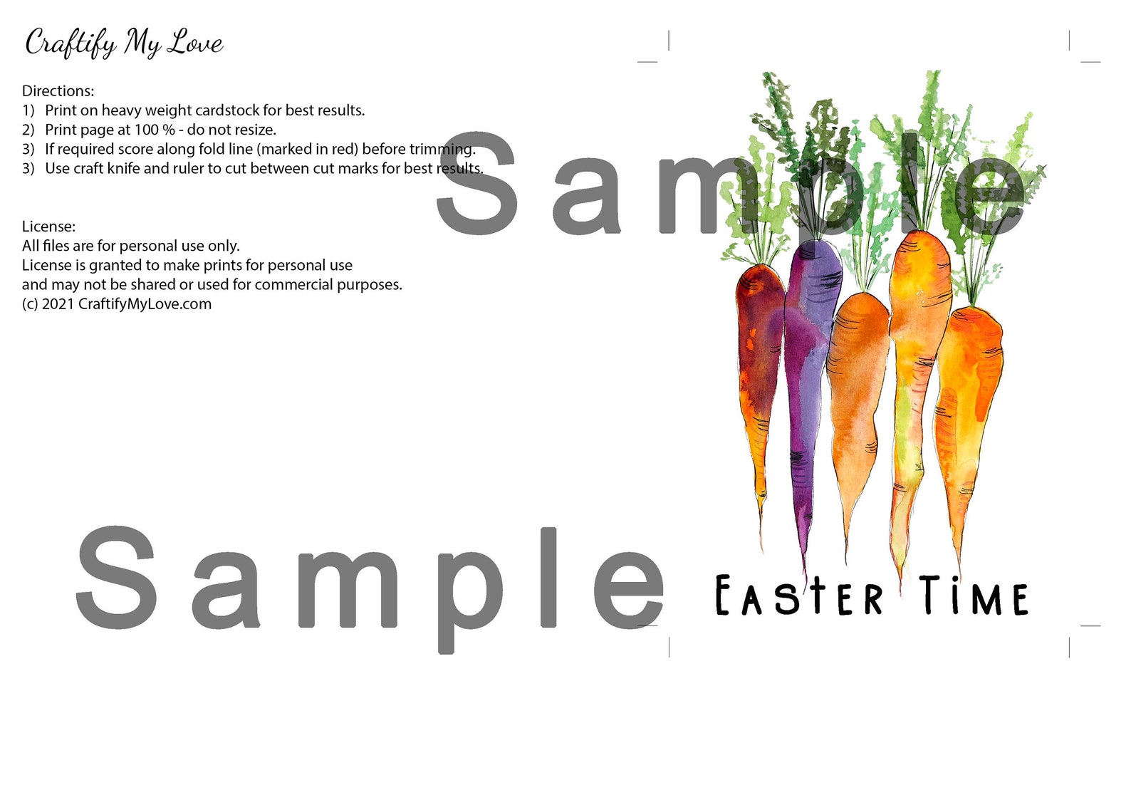 Easter Card, Printable Holiday Card, Watercolor Carrots, Atypical ...
