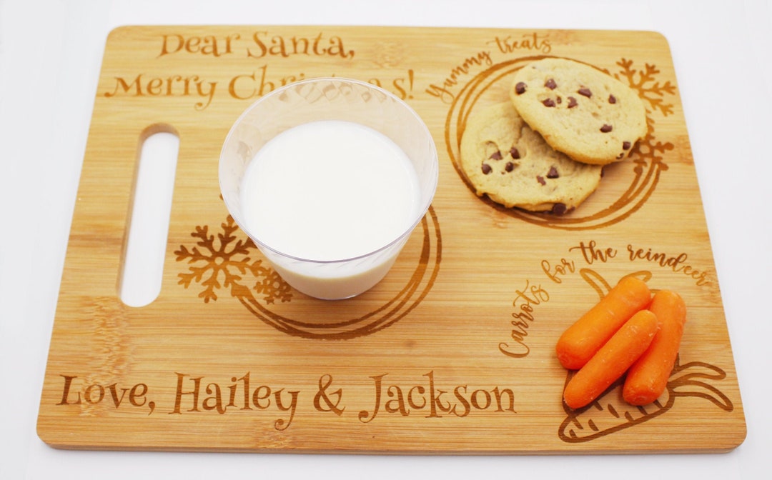 Personalized Santa Tray Cookies and Milk Plate, Reindeer Carrot ...