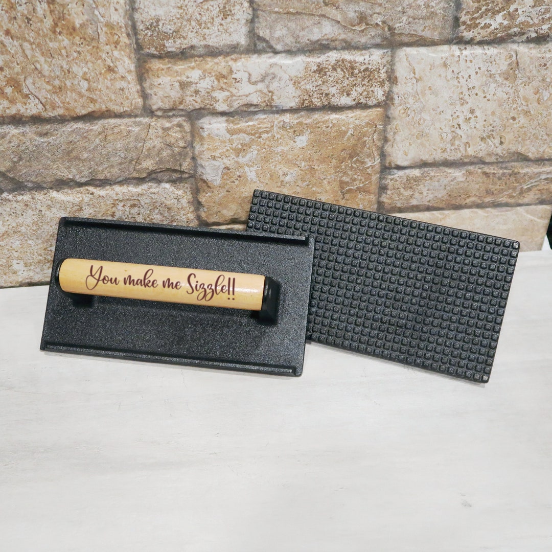 You Make Me Sizzle Rectangle Steak Weight Press Personalized Cast Iron ...