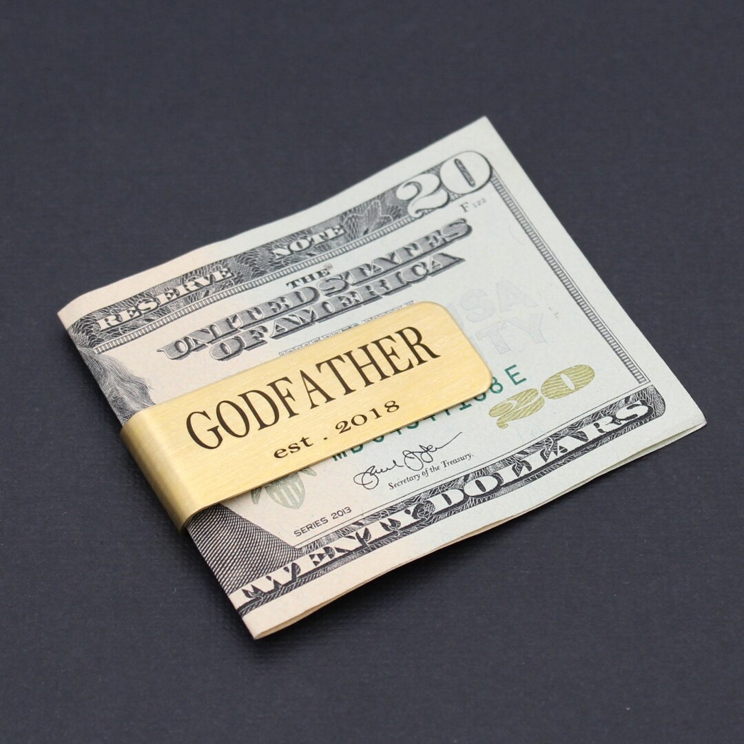 GODFATHER Est. New Gold GODFATHER Money Clip, Pregnancy Reveal, Present ...