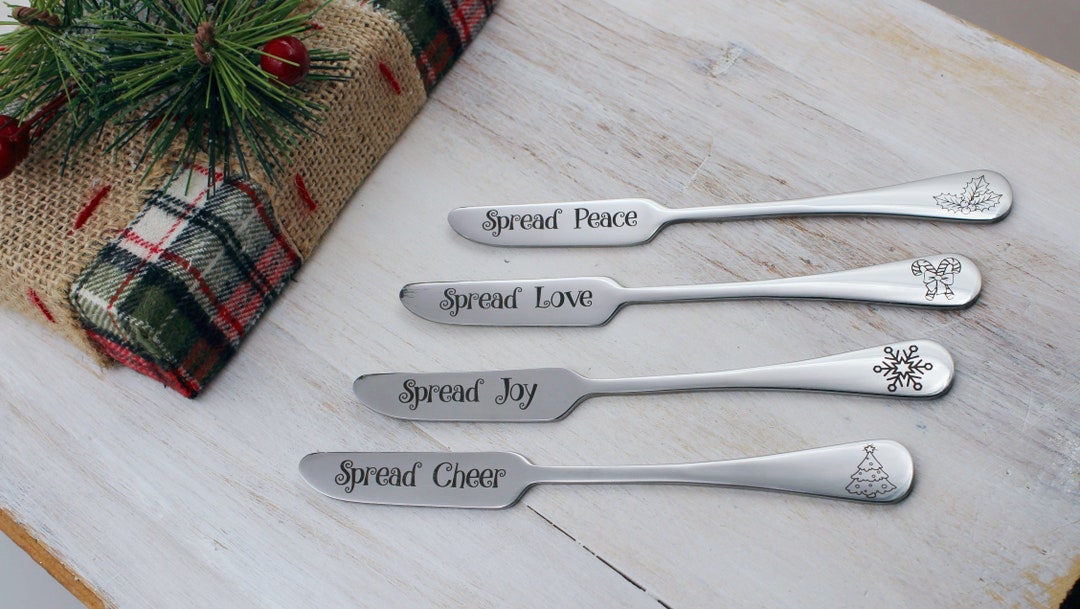 Spread Peace Spread Joy Love Cheer Set of 4 Holiday Spreaders Hostess ...