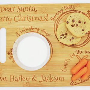 Personalized Santa Tray Cookies and Milk Plate, Reindeer Carrot ...