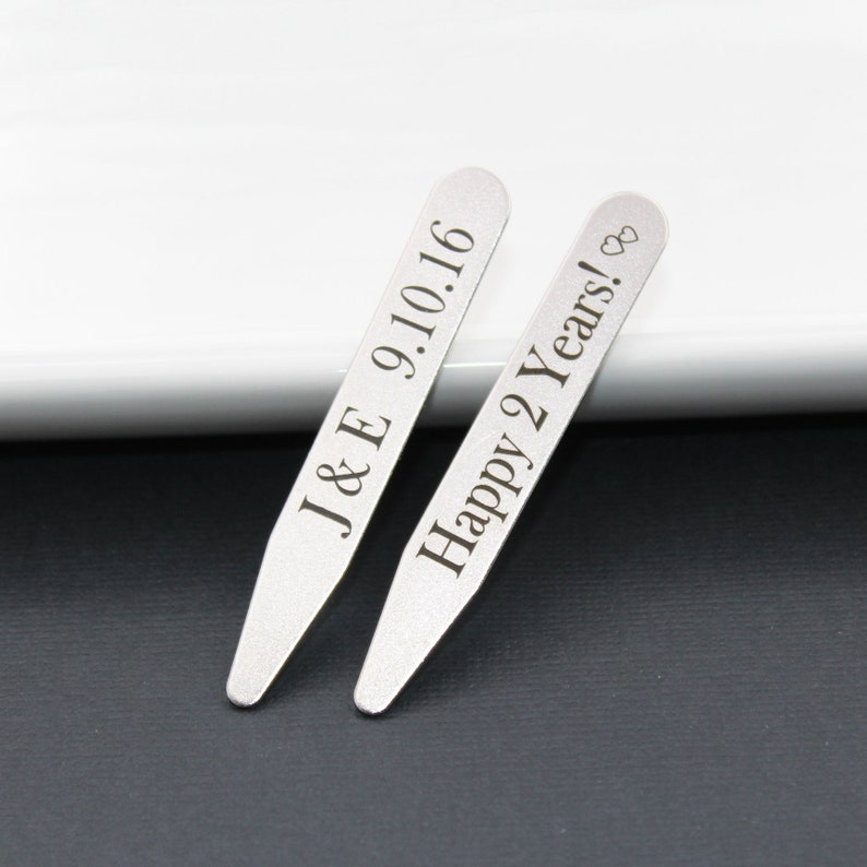 Personalized Stainless Steel Collar Stays, Engraved Anniversary Gift - Etsy