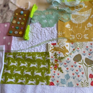 Slow Stitch Fabric Bundle Containing Vintage and New Materials, Buttons ...