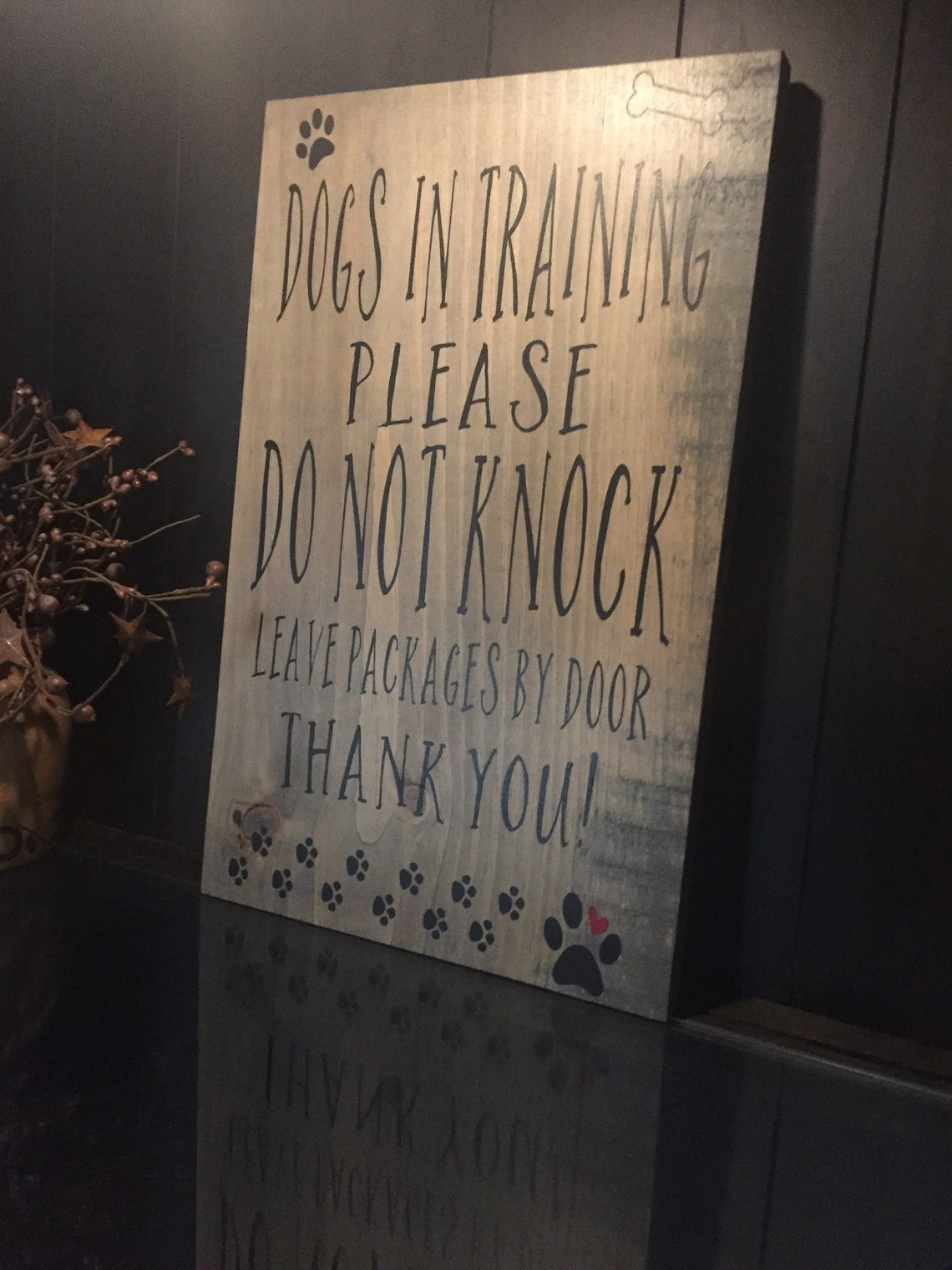 Dogs in training Do not knock sign porch sign | Etsy