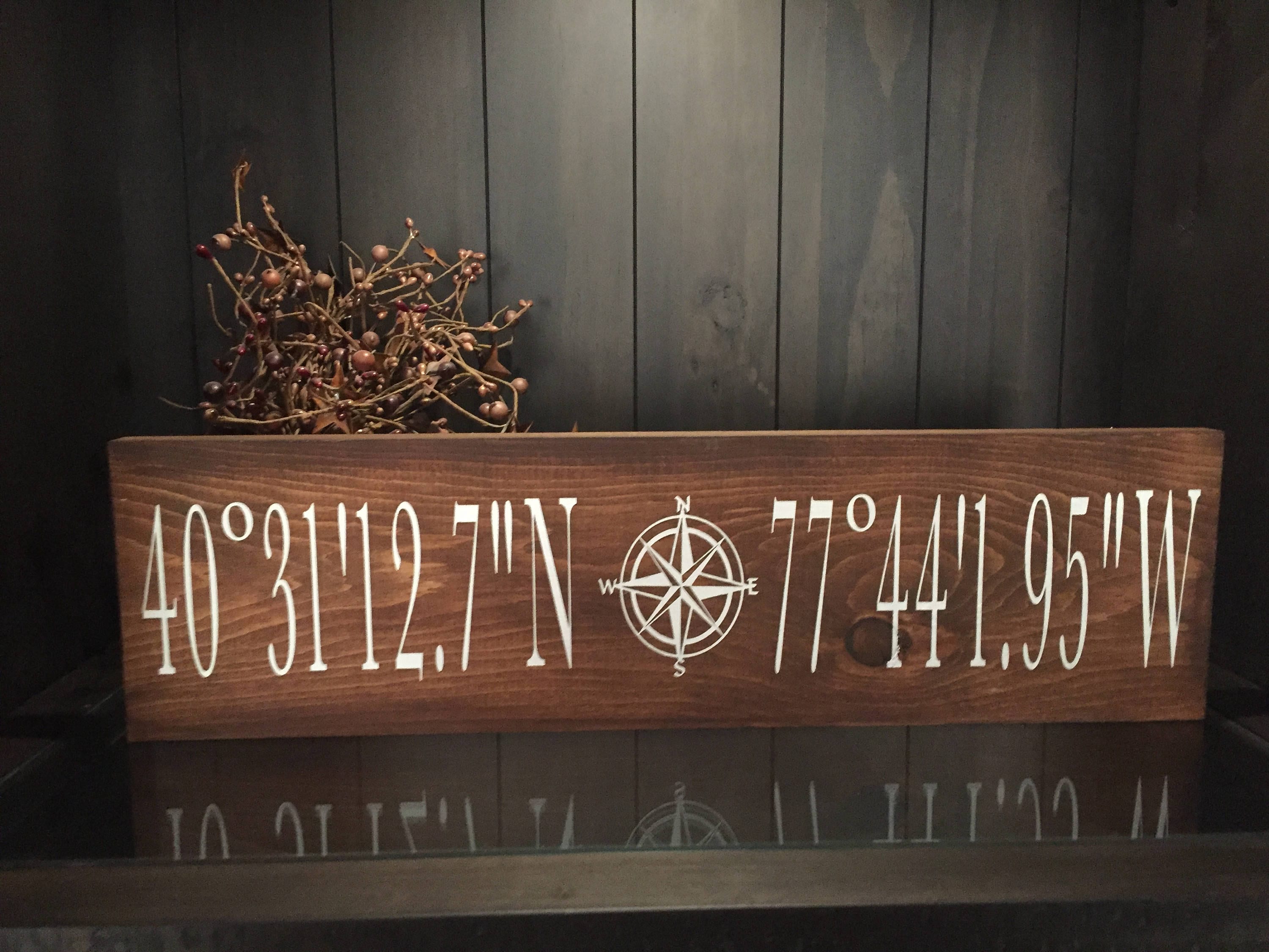 Latitude Wooden Sign, Personalized Latitude Longitude Sign, Coordinates ...