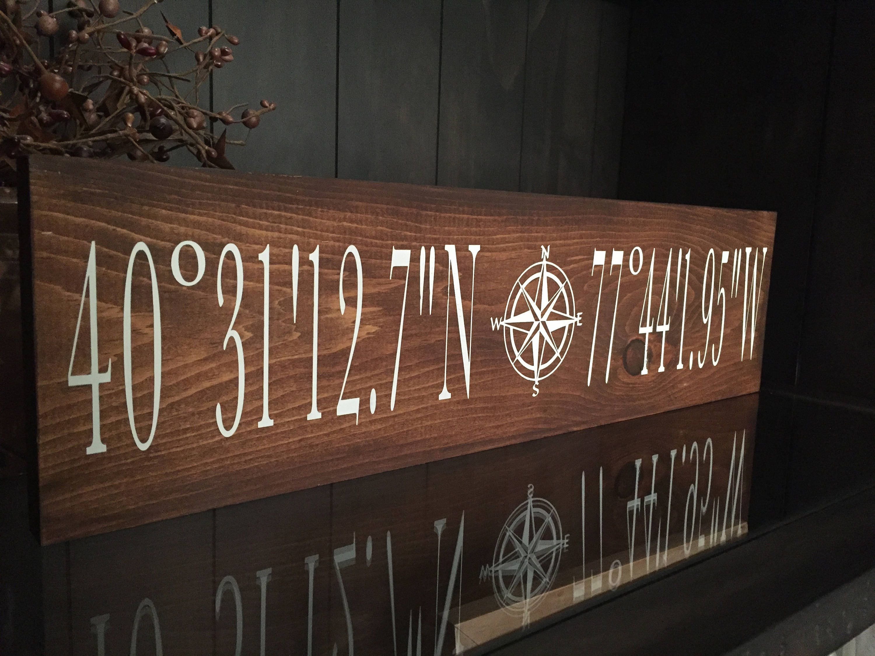 Latitude Wooden Sign, Personalized Latitude Longitude Sign, Coordinates ...