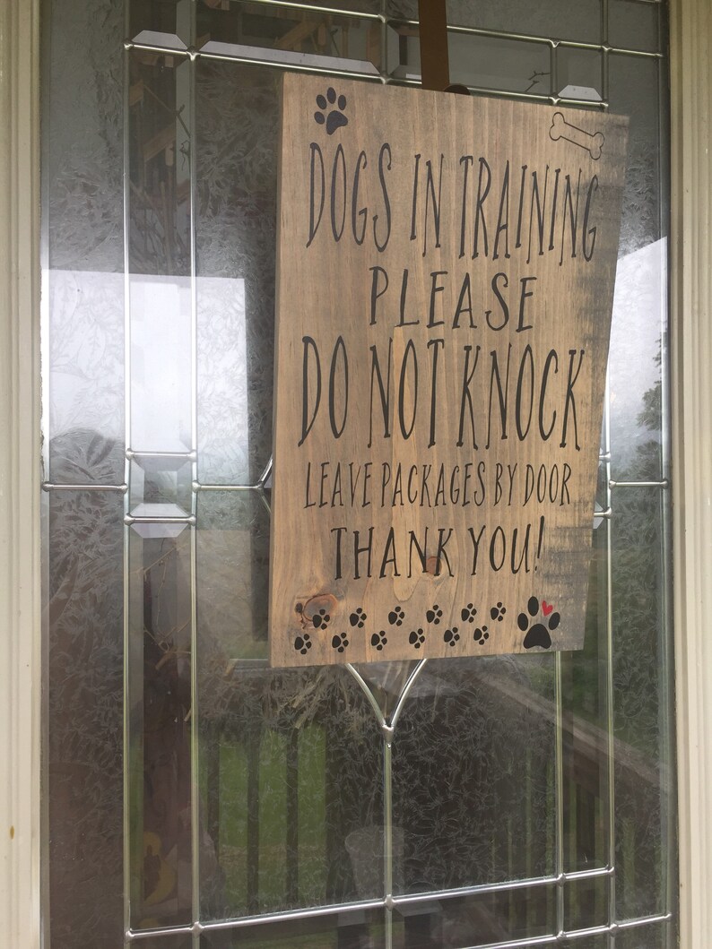 Dogs in training Do not knock sign porch sign | Etsy
