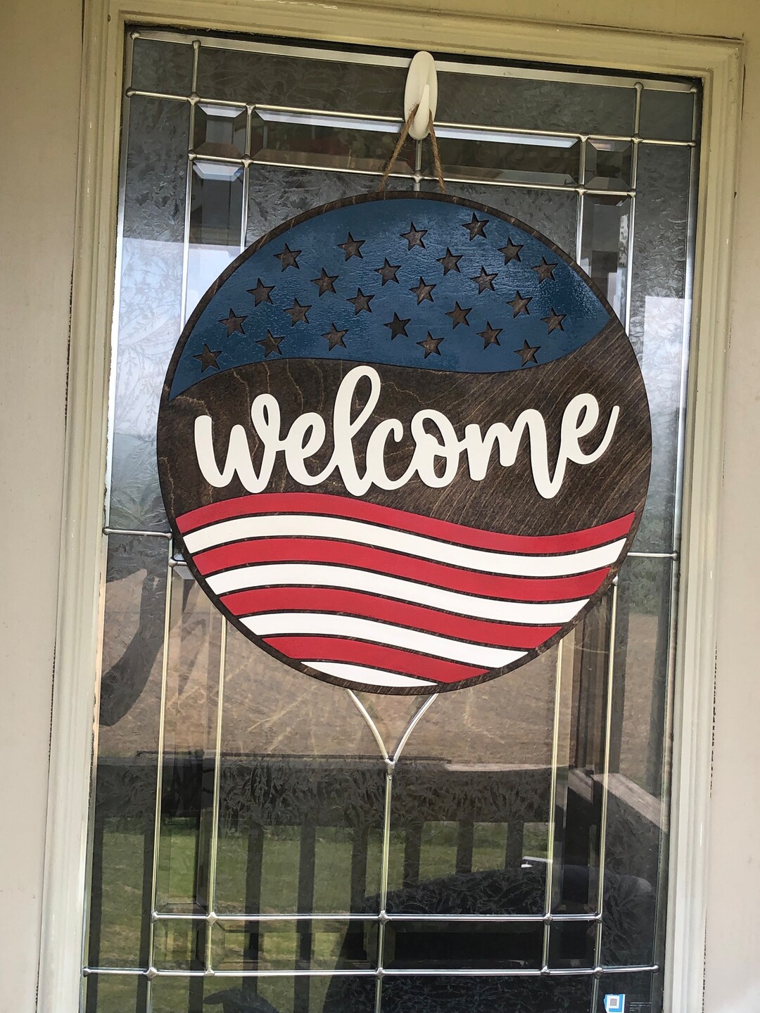 American Flag Door Hanger, Flag Door Hanger, Patriotic Welcome Sign ...