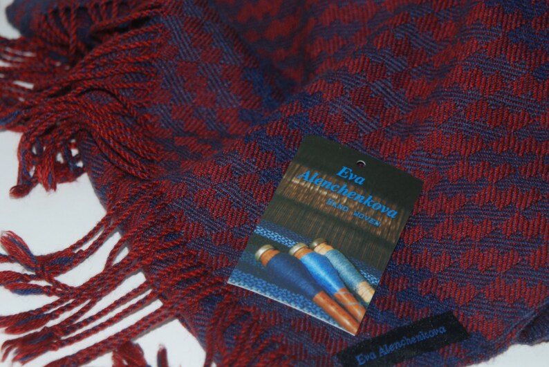 Cashmere Red Blue Scarf, Winter Scarf, Hand Woven Scarf - Etsy