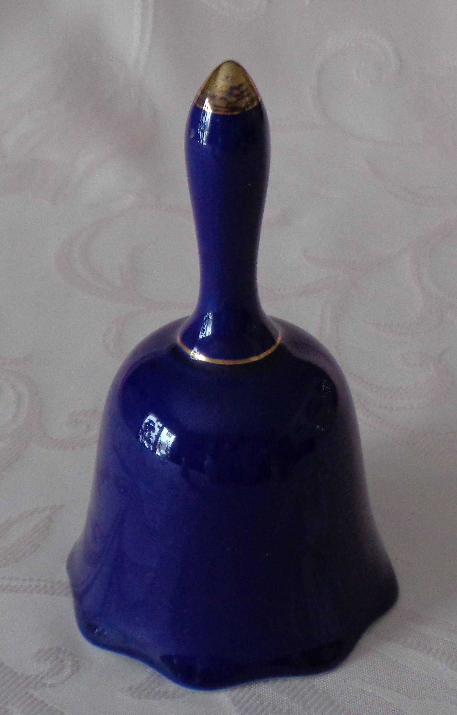 Vintage Cobalt Blue Porcelain Bell With Gold and Blue Pheasants & Gold ...