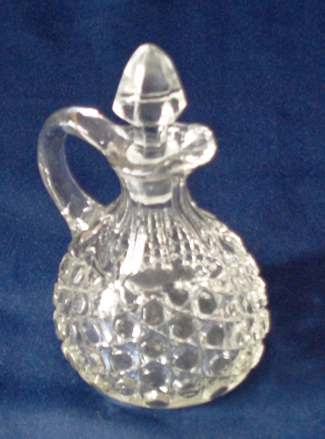 Vintage Depression Pressed Glass Teardrop Cruet With Hexagon Pattern - Etsy