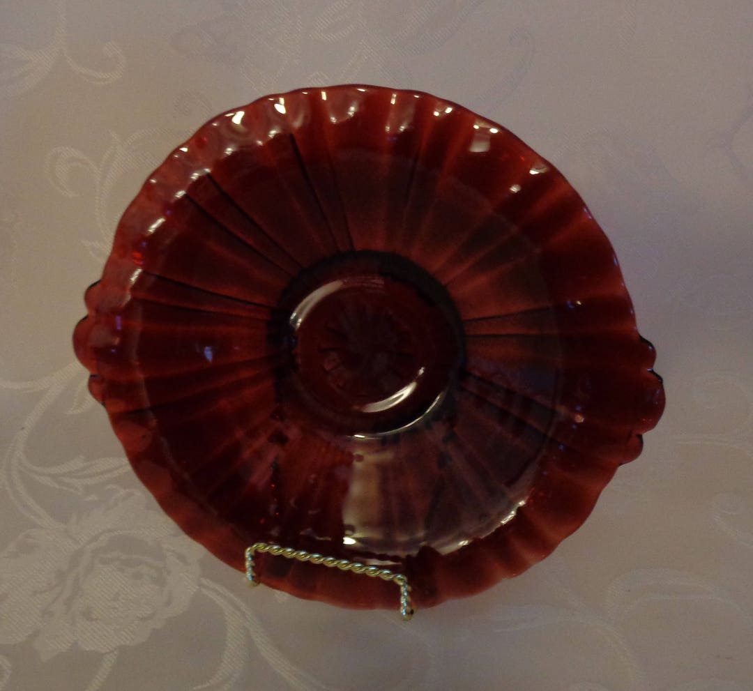 Vintage Royal Ruby Red Depression Glass Dish - Old Café Pattern ...