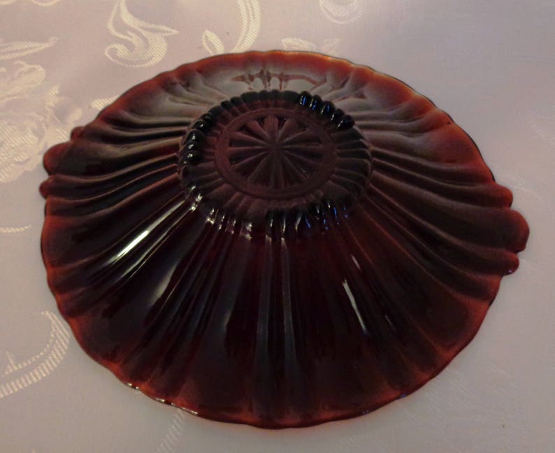 Vintage Royal Ruby Red Depression Glass Dish - Old Café Pattern ...
