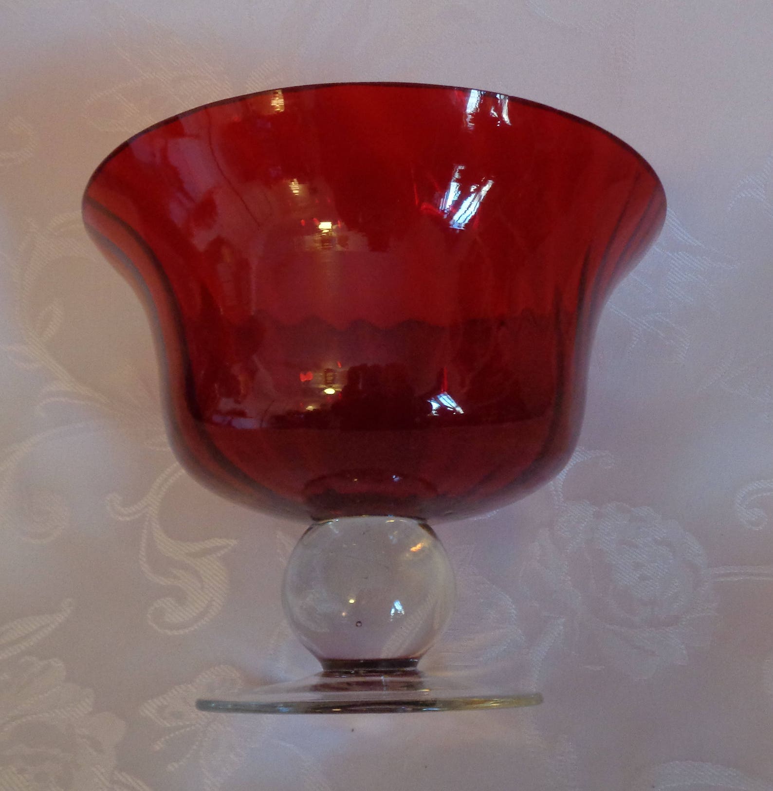 Vintage Ruby Red Ribbed Glass Compote Dish - Etsy