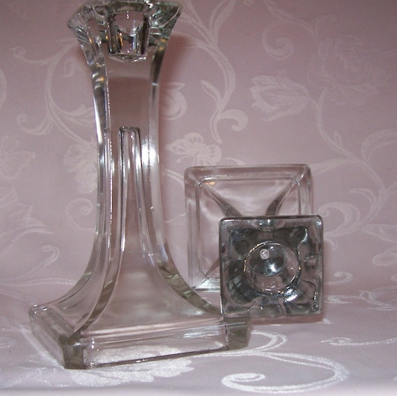 Vintage Pair of Pressed Clear Glass Japan Finger Ring Handle ...