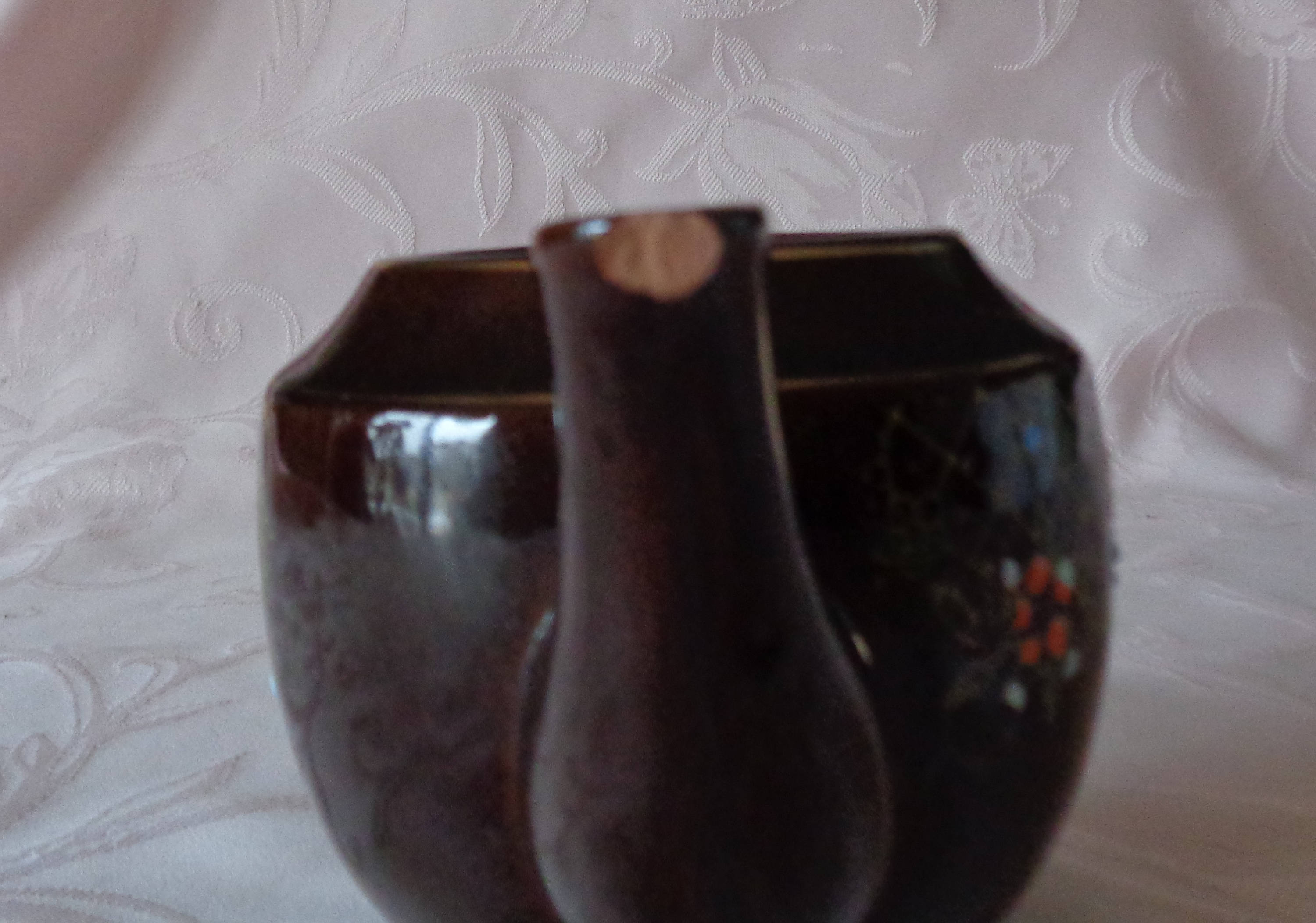 Vintage Mid-century ACME Brown Redware Hand Painted Teapots Set of ...