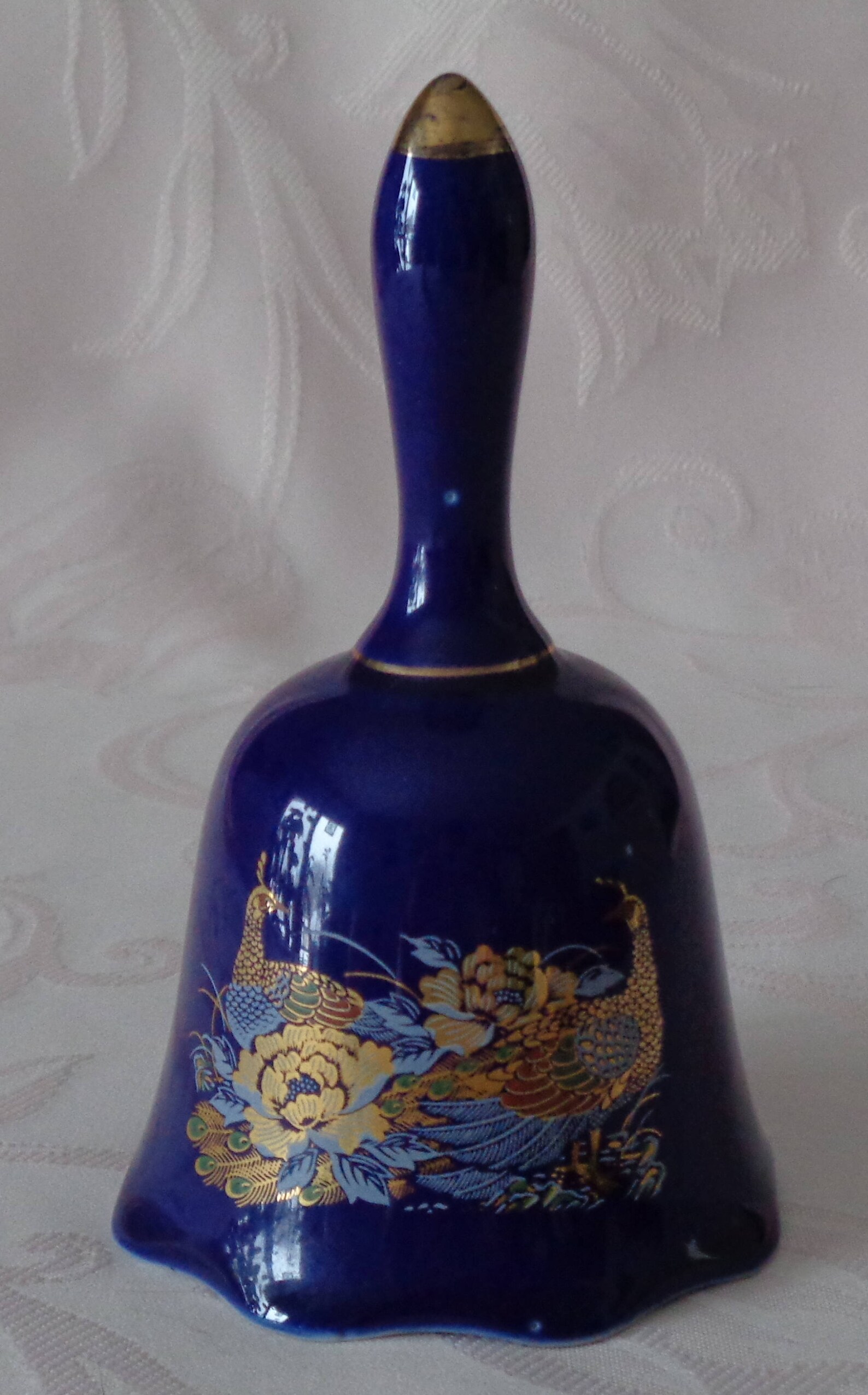Vintage Cobalt Blue Porcelain Bell With Gold and Blue Pheasants & Gold ...
