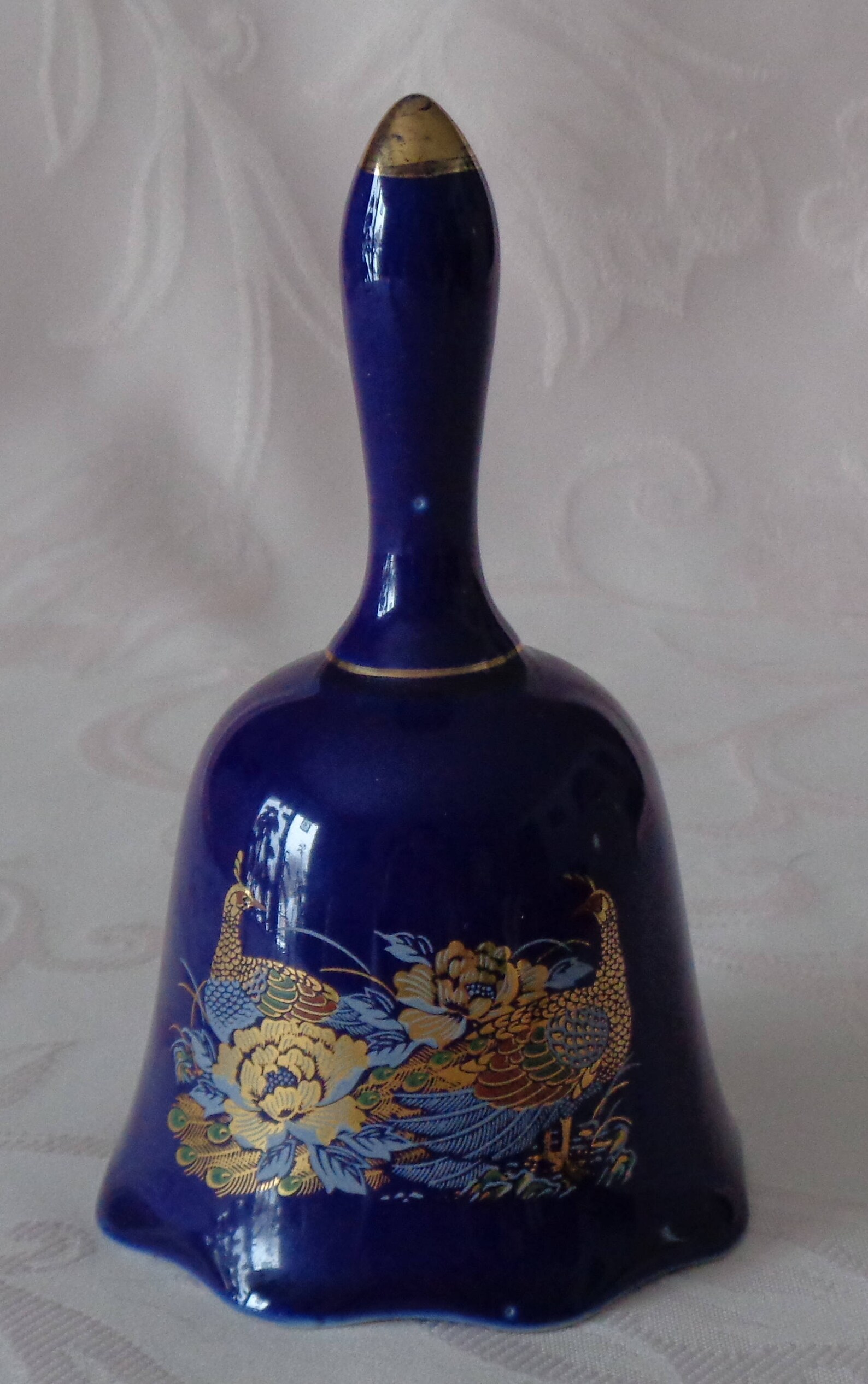 Vintage Cobalt Blue Porcelain Bell With Gold and Blue Pheasants & Gold ...