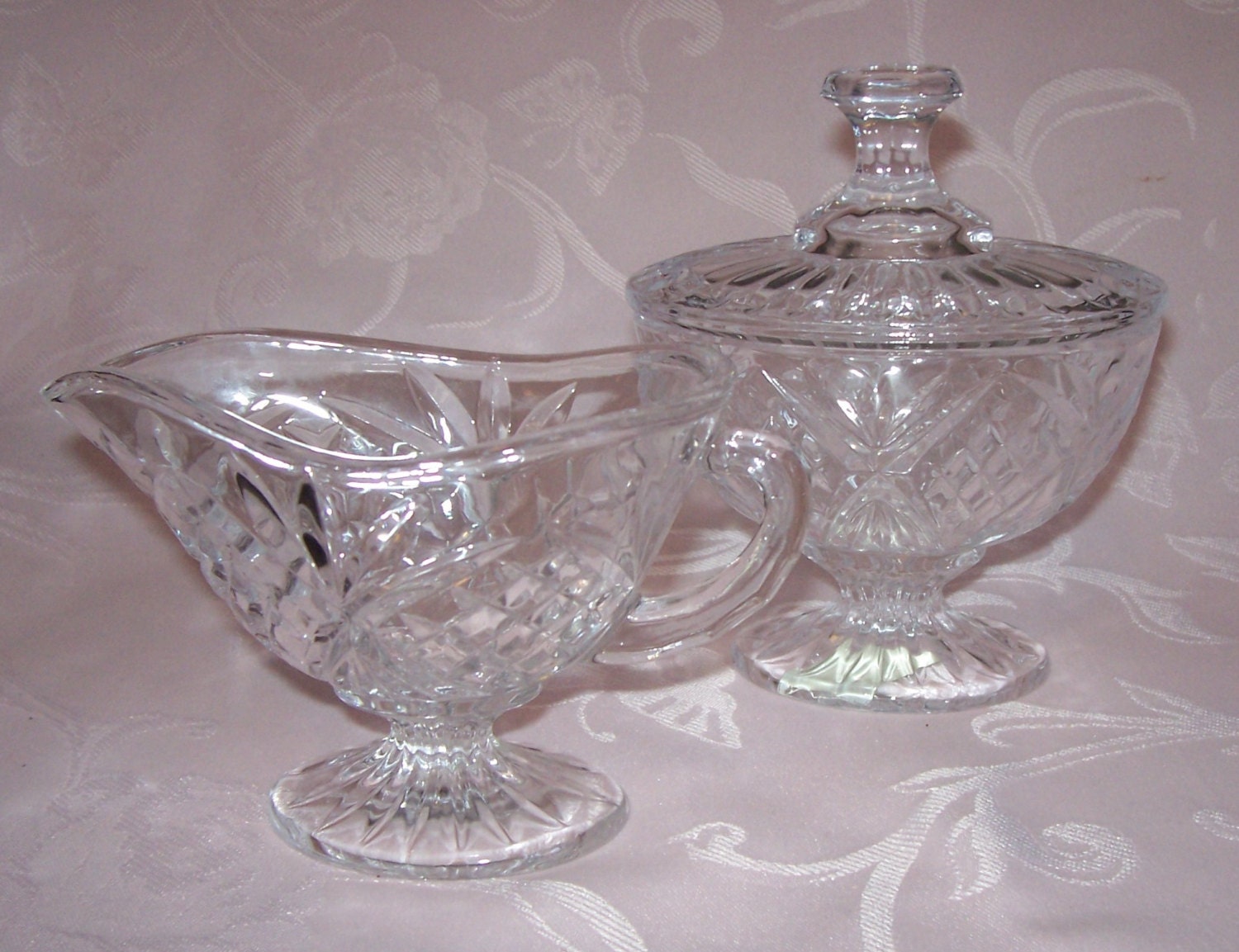 Shannon Crystal ~ Crystal Footed Oval Creamer and Covered Sugar Bowl ... Shannon Crystal ~ Crystal Footed Oval Creamer and Covered Sugar Bowl ...