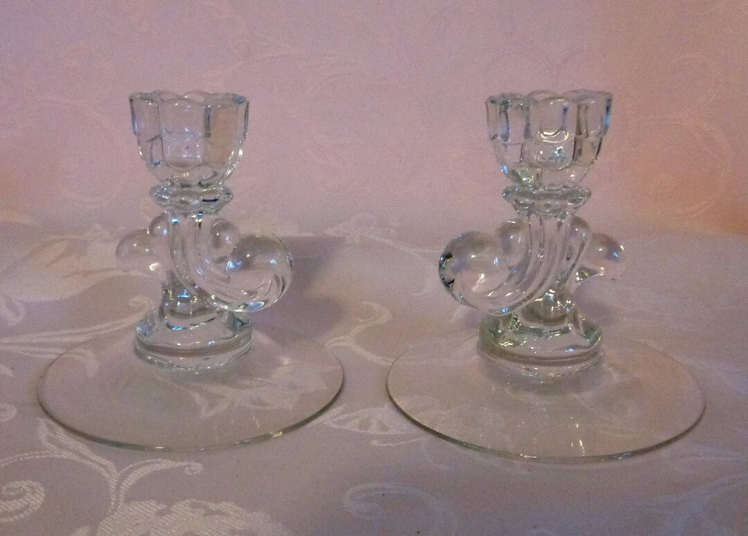 Vintage Pair of Cambridge Cascade Clear Glass Candle Sticks - Etsy