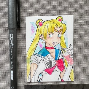 Sailor Moon With Boba Fan Artist Trading Card - Etsy
