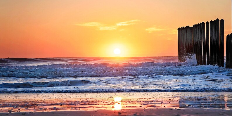 The Poles at Mayport Beach Sunrise Wall Art Photo Canvas Metal - Etsy