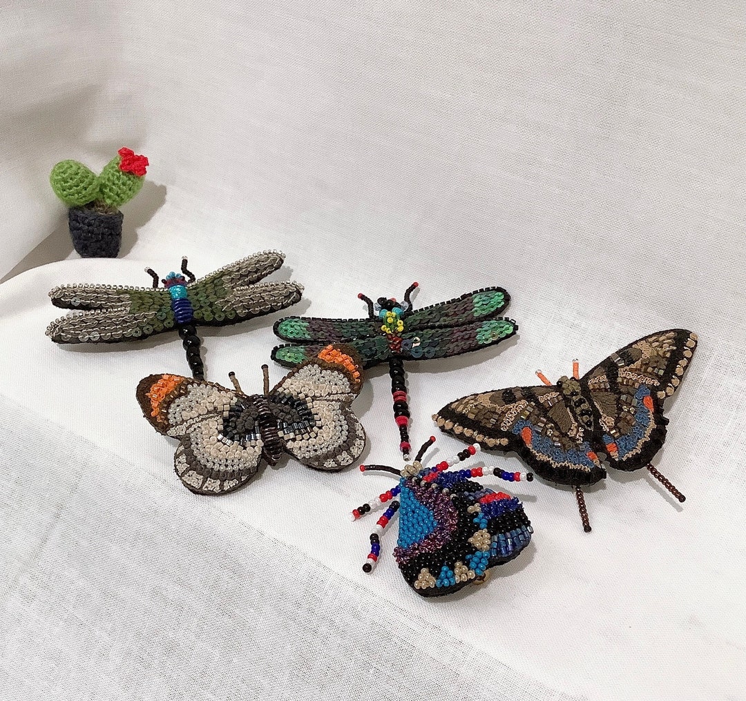 Hand Beaded Embellished Pin Handmade Hand Beaded Pin Hand - Etsy