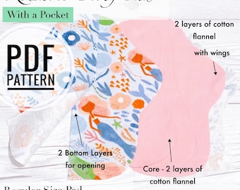 Printable Cloth Pad Sewing Pattern - PDF Sewing Pattern for Pad With ...