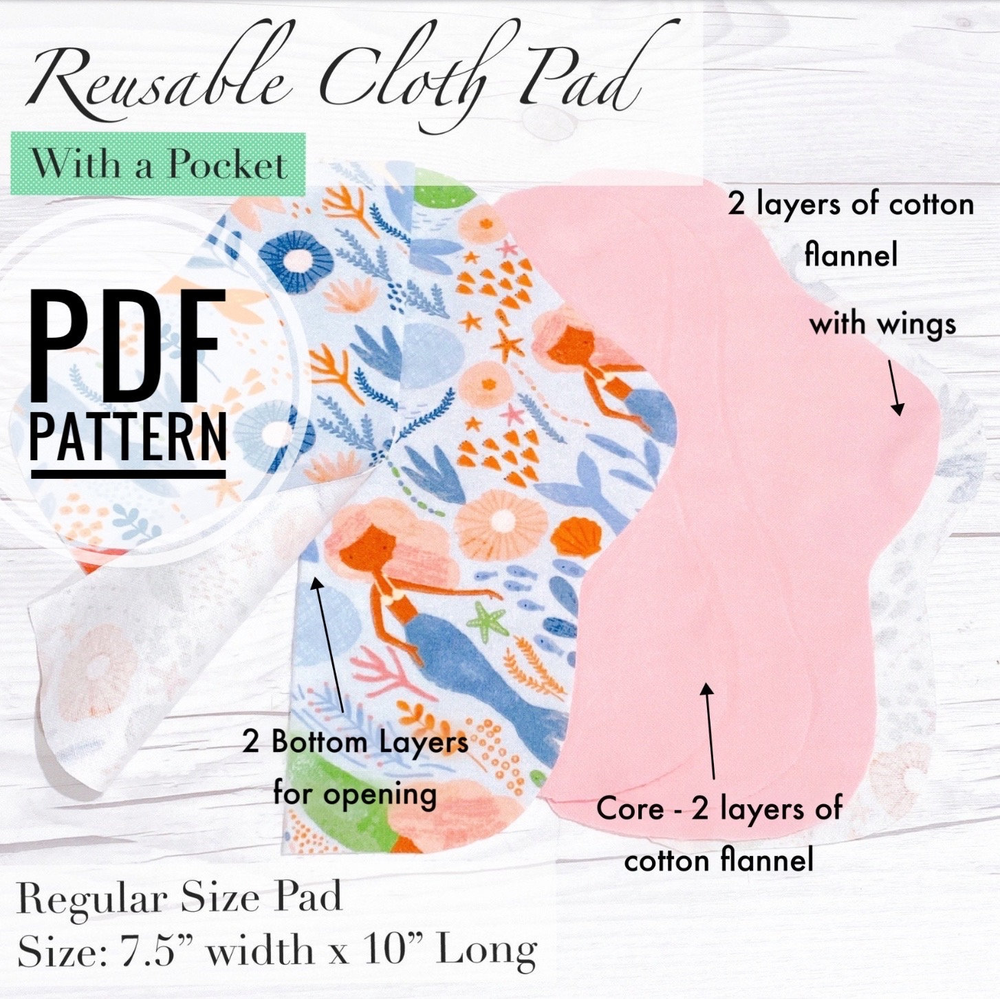 Cloth Pad With Liner Pocket PDF Pattern – Regular Size (digital ...