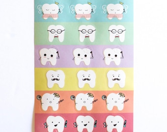 Dental Clinic School Tooth Planner Sticker - Lilac Paper - Cute Teeth ...