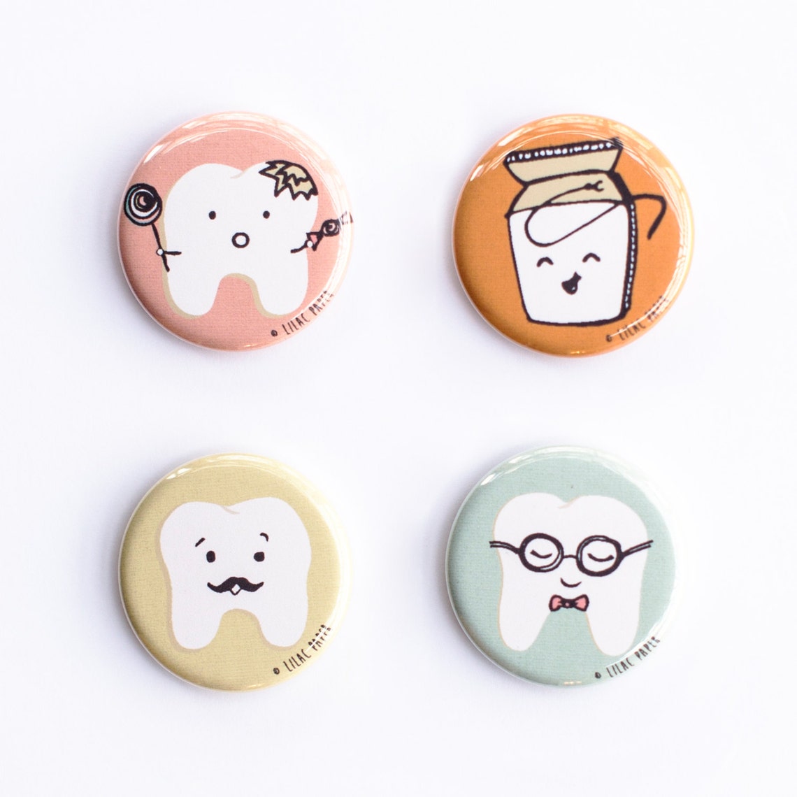 Hipster Tooth Set Magnet or Pin for Dental School Dental - Etsy