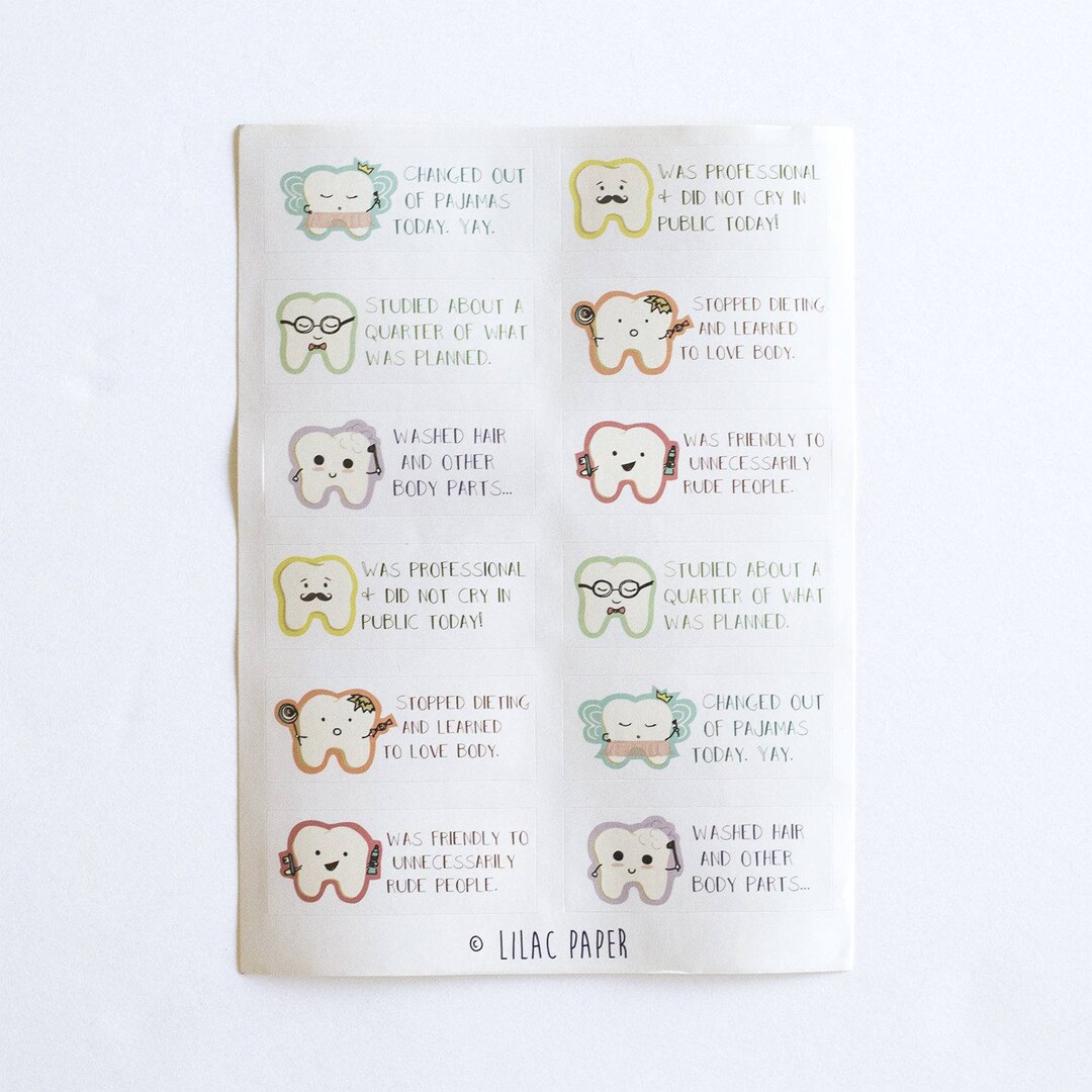 Cheeky Stickers - Dental School Tooth Planner Sticker - Lilac Paper ...