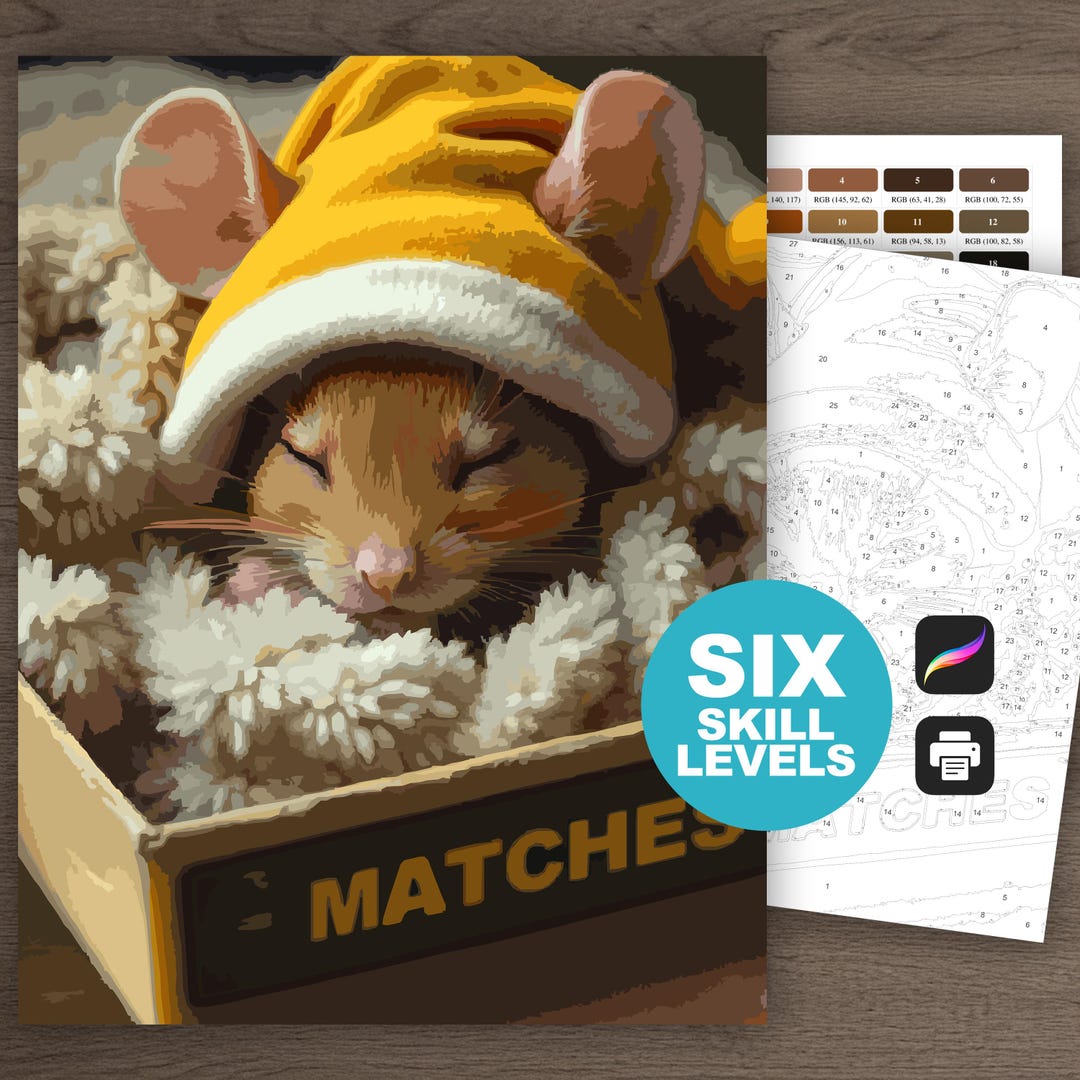 Color by Number Sleeping Mouse Paint by Numbers Printable Digital ...