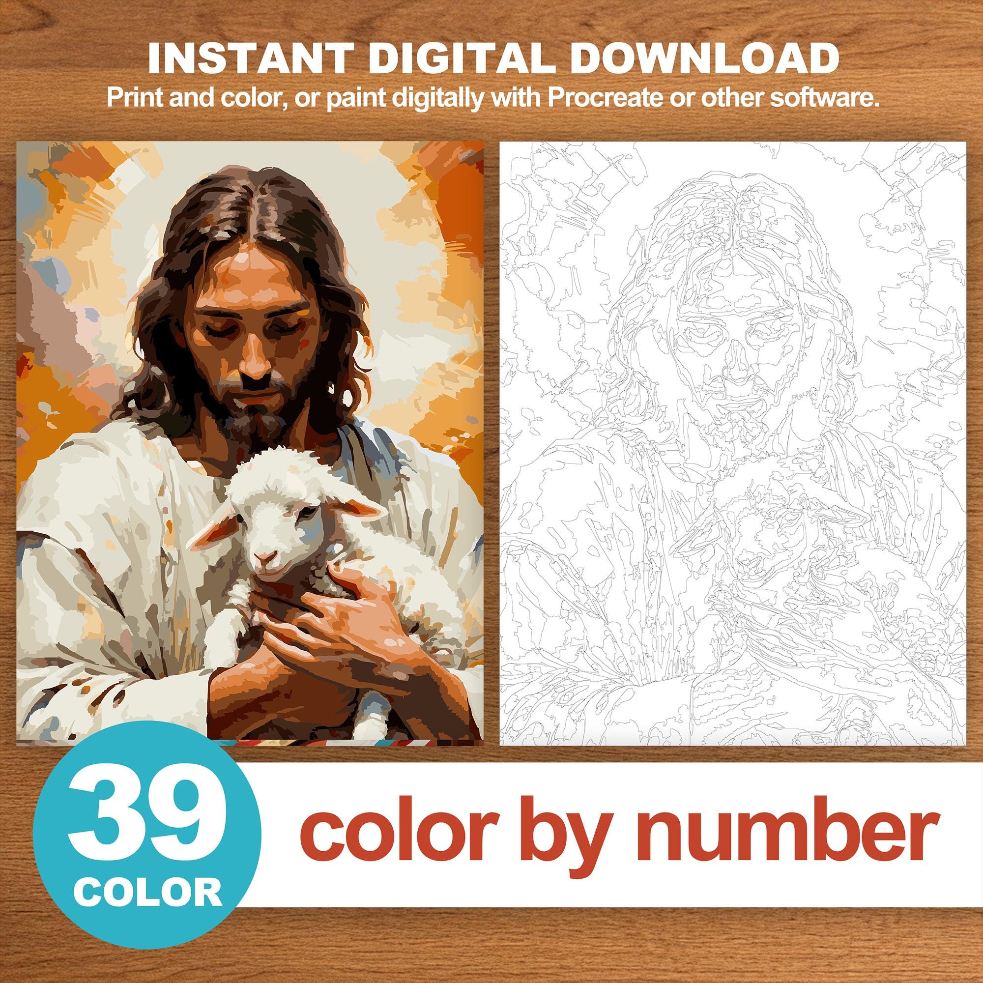 Jesus Color by Number (39-color) Digital or Printable – Lost Lamb ...