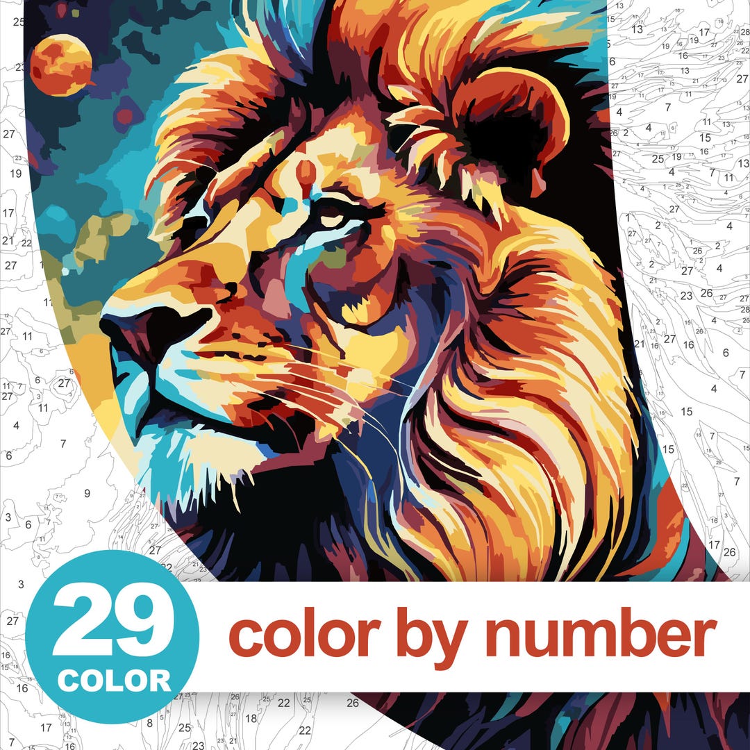 Color by Number Lion Digital Download | Printable & Digital Coloring ...