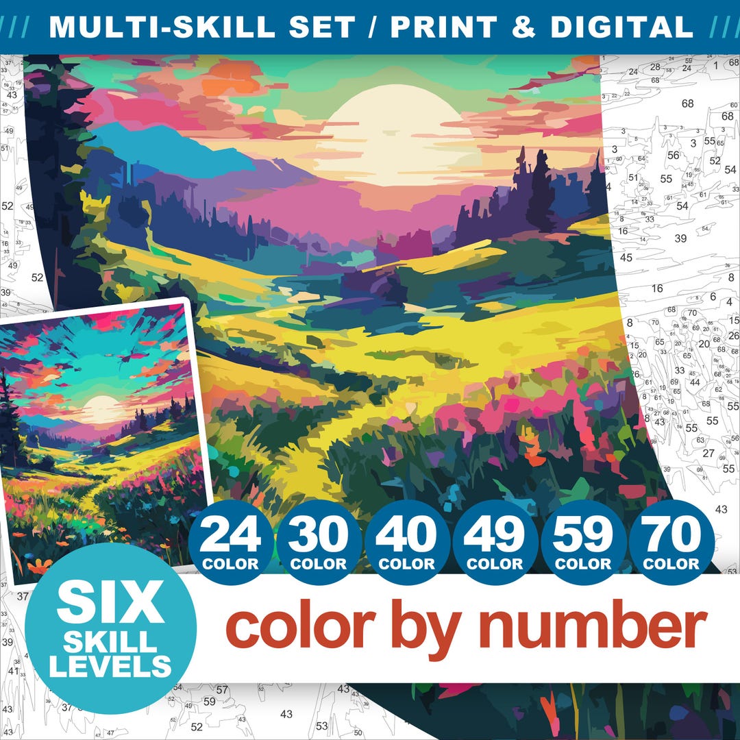 Landscape Color by Number for Adults Paint by Number Printable Coloring ...