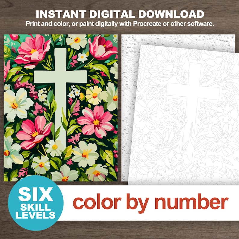 Christian Color by Number for Adult Paint by Number Digital Jesus Color ...