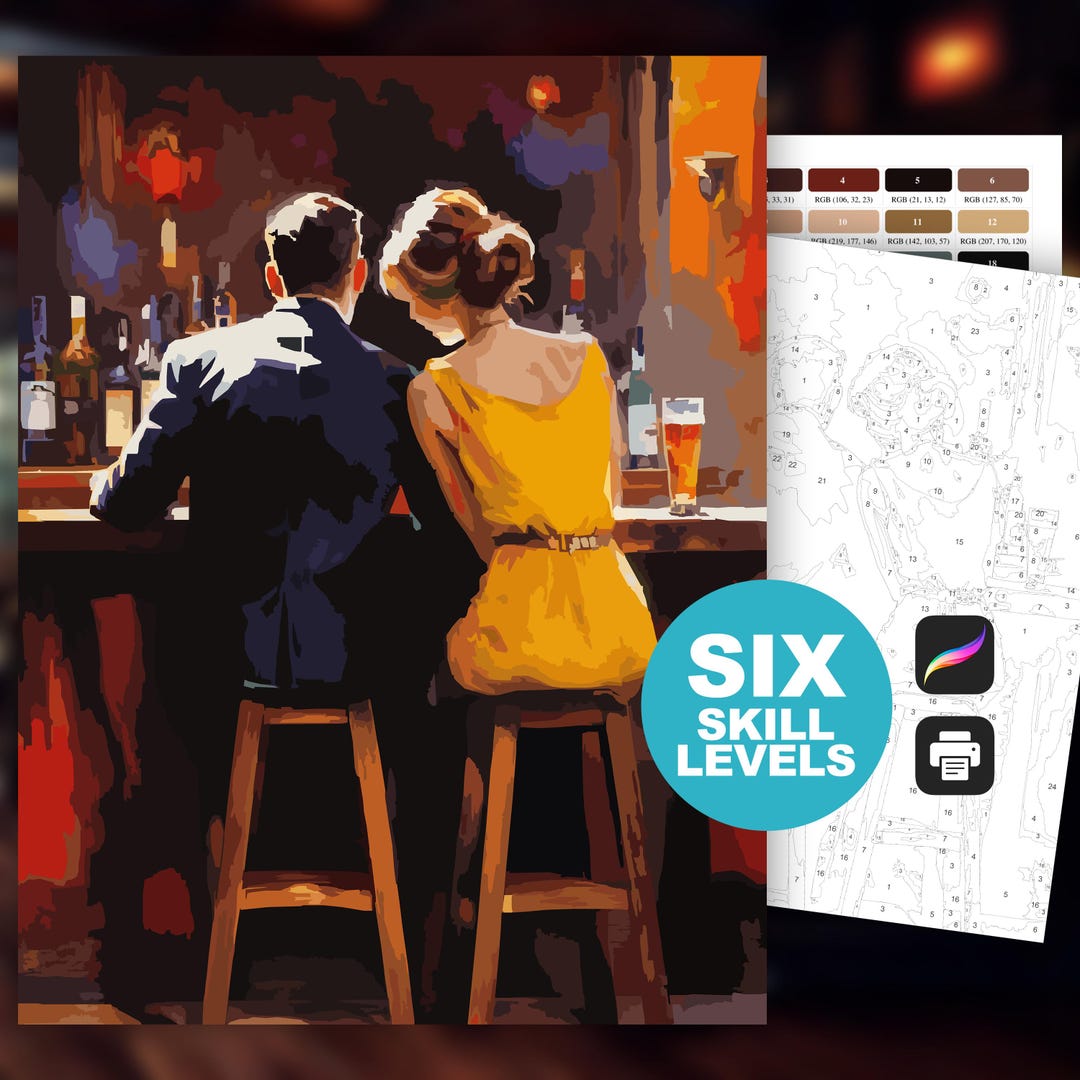 Color by Number Romantic Couple Paint by Number Printable Romance ...