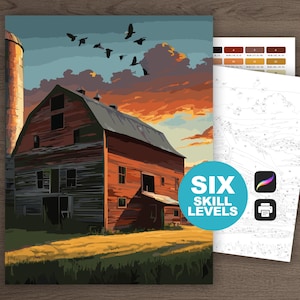 Color by Number Barn (6 Skill Levels): Paint by Numbers Printable ...
