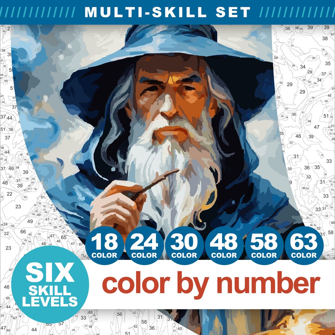 Wizard Color by Number for Adults Paint by Number Merlin Color by ...