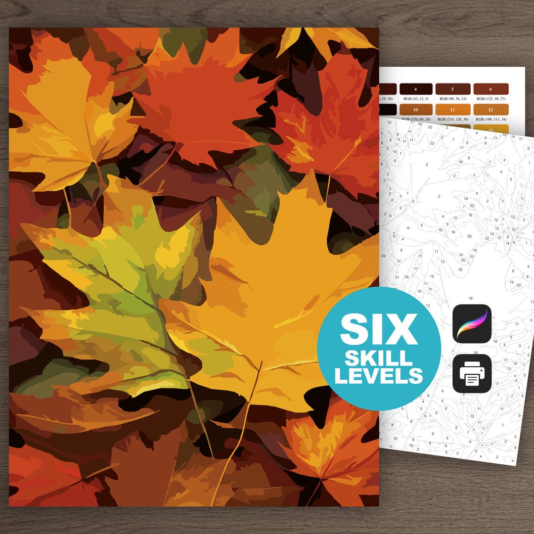 Autumn Leaves Color by Number: Fall Coloring Page Printable, Nature ...