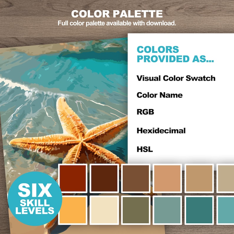 Color by Number for Adults Printable Starfish Coloring Page Digital ...