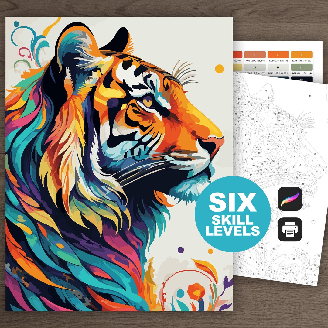 Color by Number Tiger Painting by Numbers Printable Coloring Pages ...