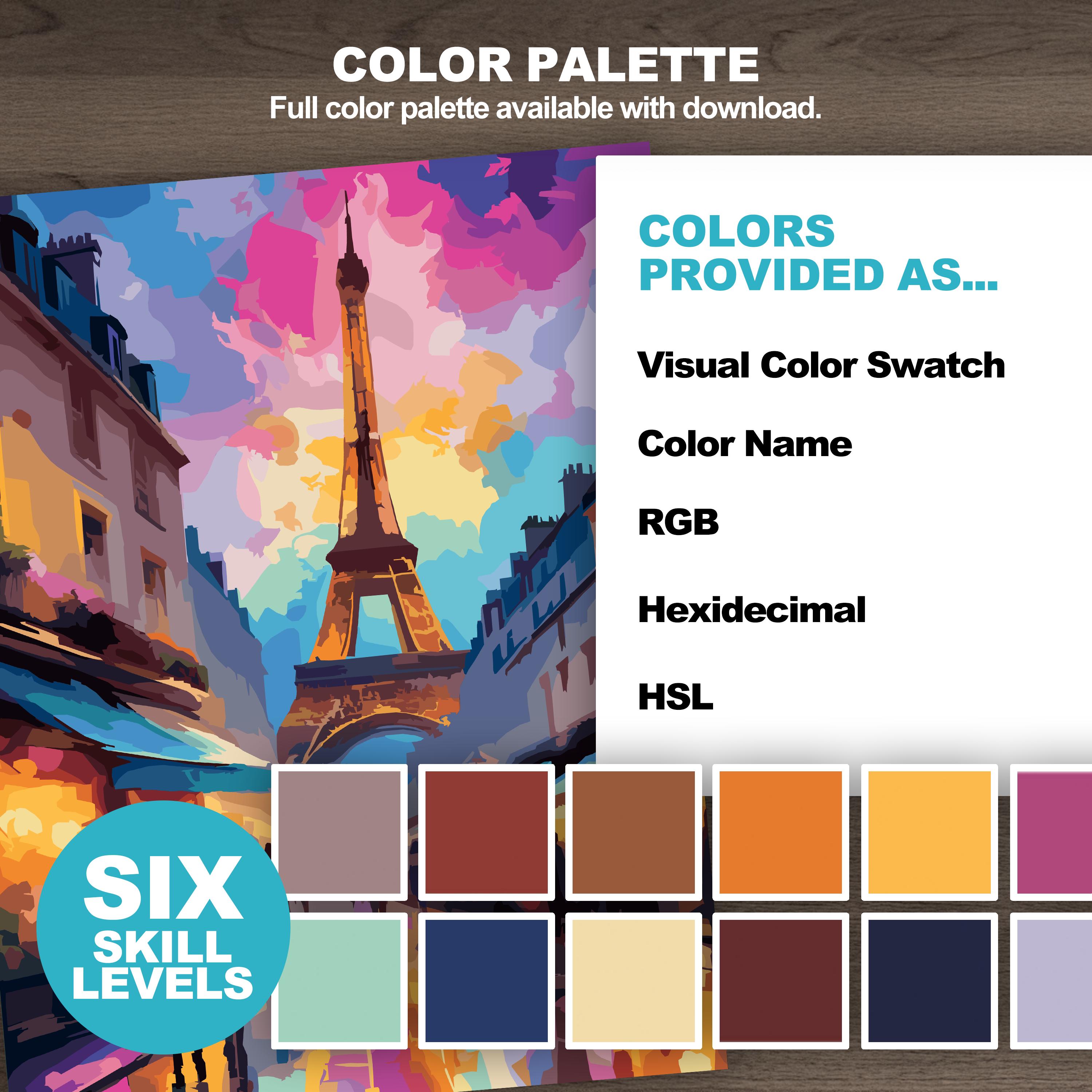 Paris Street Scene Color by Number: Eiffel Tower Digital Download ...